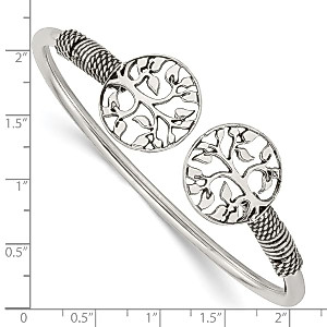 IceCarats 925 Sterling Silver Tree of Life Vintage Flexible Bangle Charm Bracelet