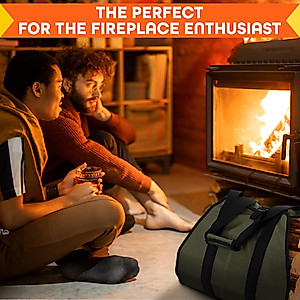 Waxed Wood Carrier For Firewood - 39.4x18.5 Fire Logs Fireplace Holder Log Carrier For Firewood Fireplace Wood Holder Indoor Fire Log Holder - Firewood Carriers with Handles Fire Wood Carrier Canvas