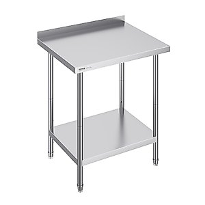 VEVOR 24 x 30 x 36 Inch Stainless Steel Work Table, Commercial Food Prep Worktable Heavy Duty Prep Worktable, Metal Work Table with Adjustable Height for Restaurant, Home and Hotel