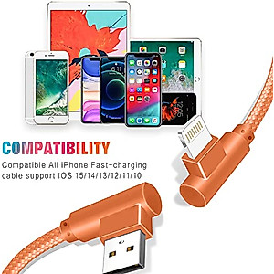 iPhone Charger, 3 Pack 10FT 90 Degree Charging Cable MFi Certified USB Lightning Cable Nylon Braided Fast Charging Cord Compatible for iPhone 14/13/12/11/X/Max/8/7/6/6S/5/5S/SE/Plus/iPad (10FT)