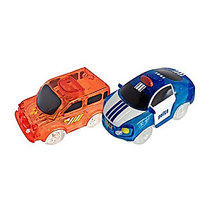 Mindscope Twister Tracks Neon Glow in The Dark Add On Emergency Car Series Set of 2 (Police Car and Fire Truck)