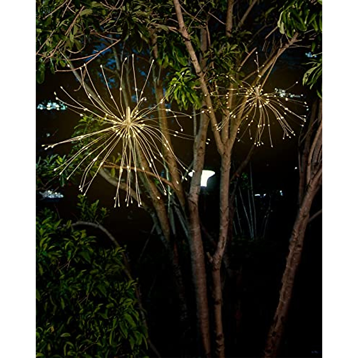 4 Pack Solar Fireworks Lights Clip On Lights 150 LED Waterproof Fairy String Lights 8 Modes Lighting Outdoor Lights Christmas Lights for Garden Patio Party Wedding Decorative (Warm White)