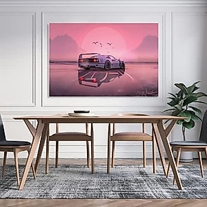 klloq Ferrari F40 Super Sports Car Poster 17 Canvas Poster Wall Art Decor Print Picture Paintings for Living Room Bedroom Decoration Unframe 12x18inch(30x45cm)