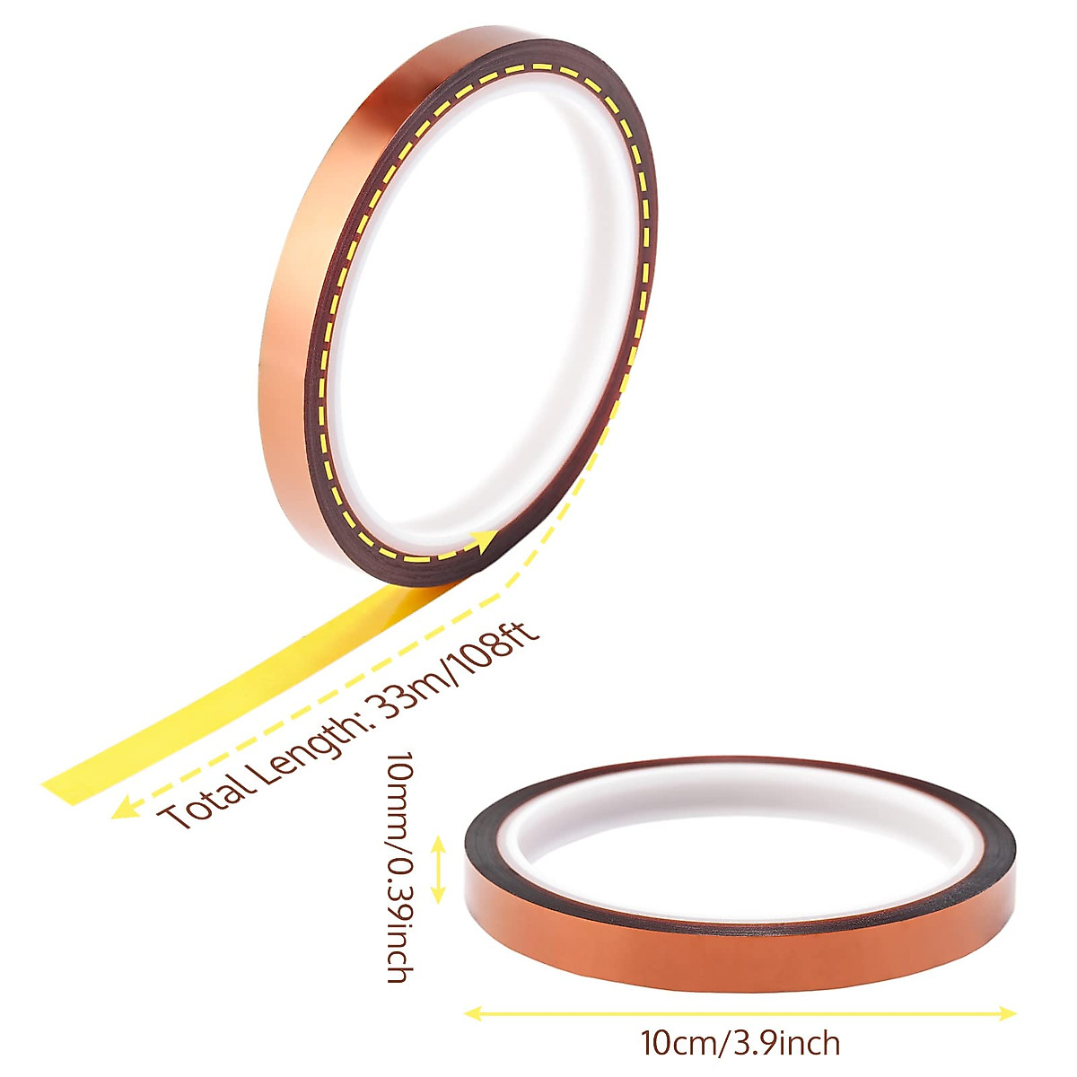 OFFNOVA 5 Rolls Heat Resistant Tape 0.4 inch x 108 ft High Temperature No Residue Heat Transfer Tape Up to 300¡æ(572¨H) for Tumbler Sublimation Print and Heat Transfer Vinyl