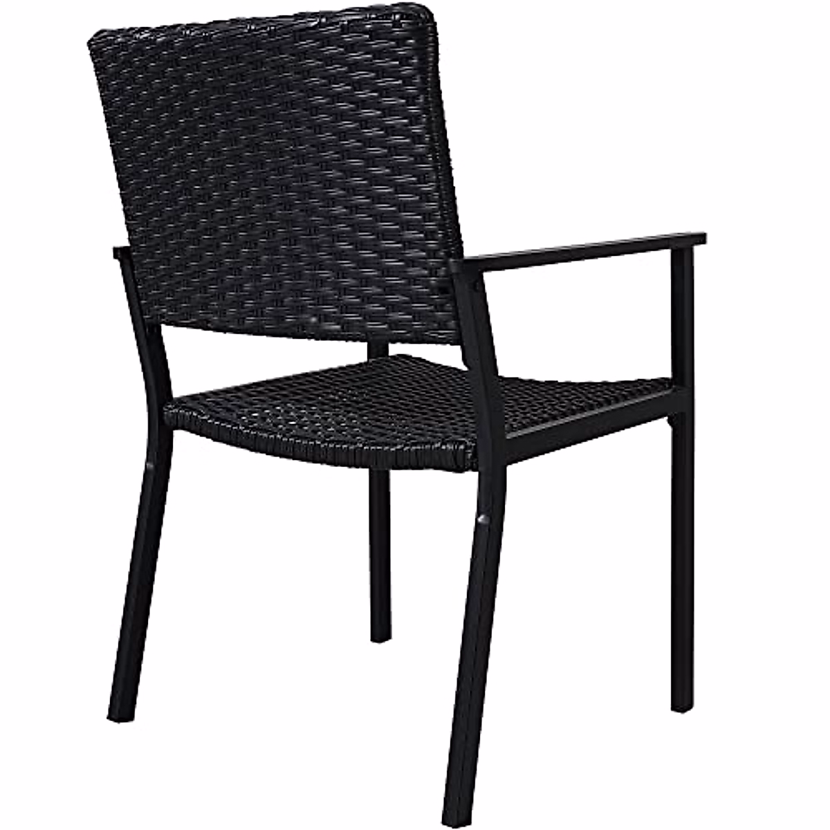 Outdoor Patio Dinning Set, PE Wicker 5-Piece Dining Table Set with Umbrella Hole and 4 Dining Chairs for Garden, Deck (Black Wicker+Black Frame)