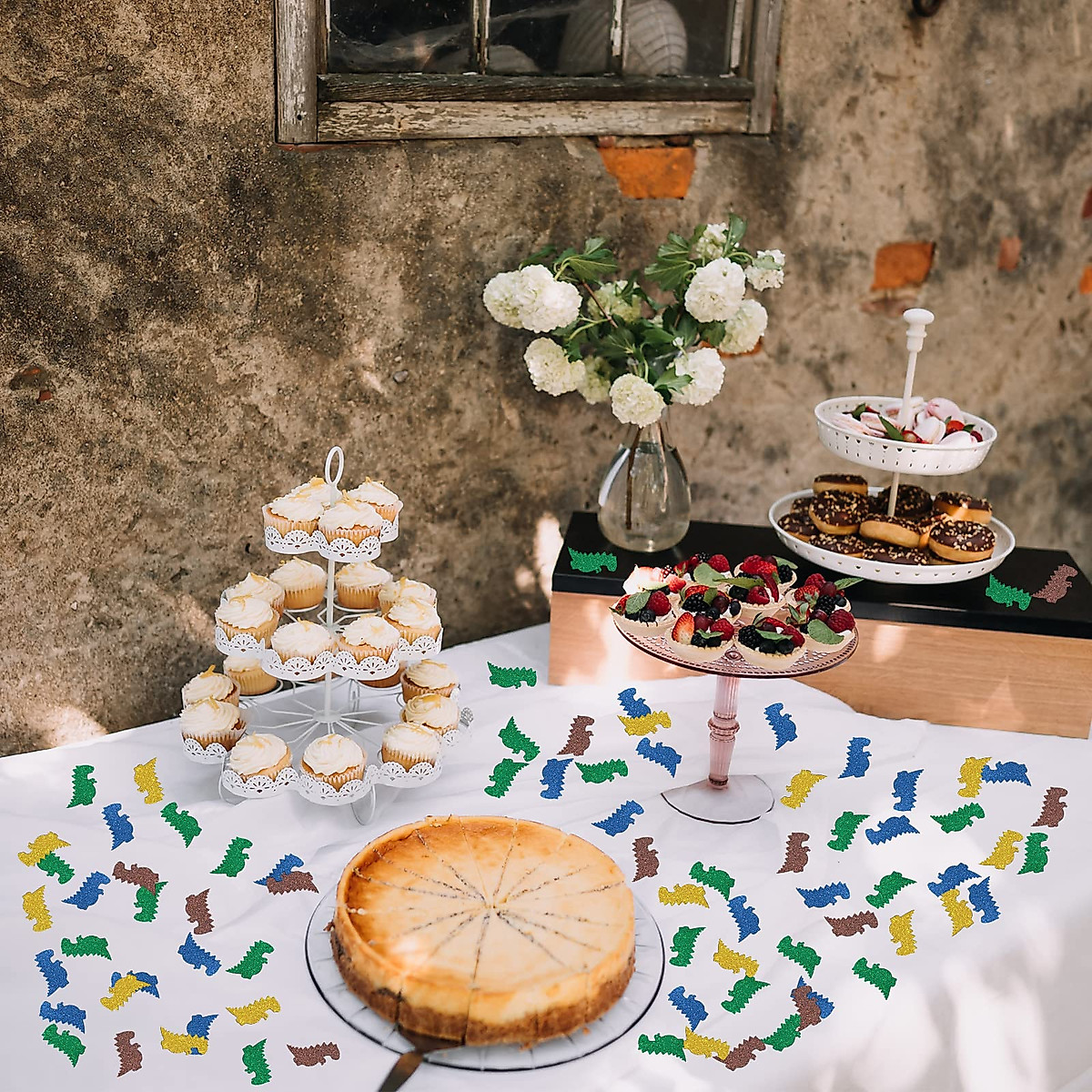 Halodete Dinsaur Confetti - Baby Boy Birthday Party Table Decorations - Jungle Confetti - Baby Shower/Baby Kid Birthday Table Scatter Confetti Decorations - Glitter 120pcs