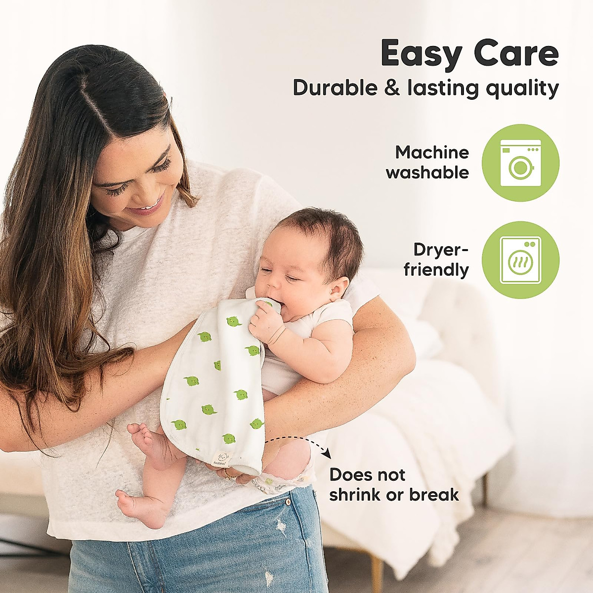 5-Pack Muslin Burp Cloths Baby Boy, Girl - Very Absorbent Baby Burp Cloth Rags, 8-Layers Viscose Derived from Bamboo Cotton Muslin Towel, Super Soft Spit Up Rags, No Shrink Washcloths (KeaFriends)