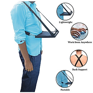 Walking Desk Mobile Laptop Desk, Hands Free Wearable Desk Mobile Laptop Harness, Standing Desk Walking Desk for Clipboard or 13" Laptop