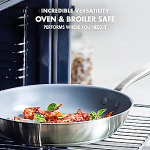 GreenPan Treviso Stainless Steel Healthy Ceramic Nonstick, 9.5" and 11" Frying Pan Skillet Set, PFAS-Free,Clad, Induction, Dishwasher Safe, Silver