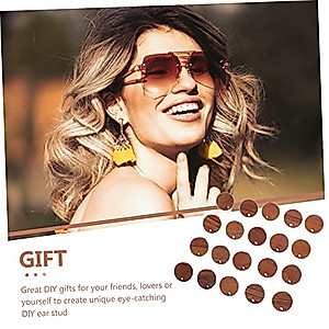 SEWACC 40 Pcs Accessories with Drop Earrings Blank Base Wooden Base Setting Jewlery Tray Earrings Post Jewelry Making Accessories Flat Round Trinket Tray Rectangle Stainless Steel Alloy