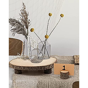 Caydo 9-10 Inch Large Wood Slice with Wood Table Holders as Serving Trays for Table Centerpiece, Wedding Decoration, Baby showers, Christmas and Forest Theme Parties