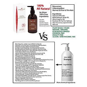 Pureland Beauty Rejuvenate Cleansing Dew - All Natural Hair Shampoo for Normal to Fine and Thin Hair - Deeply Cleansed Skin Pores - Scalp Care and Provide Your Hair Healthy Growth - 8.5 Ounce