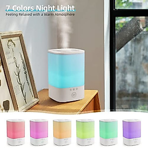 Cool Mist Humidifiers 3.5L Top Fill Humidifiers for Bedroom with Essential Oil Diffuser, 7-Color Lights, Timer, Waterless Auto Shut-off, White
