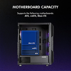 Zalman i3 NEO ATX Mid Tower Gaming PC Case - 4 x 120mm Fixed RGB Fans Preinstalled - Mesh Front Panel for High Airflow - Tempered Glass Side Panel, Black