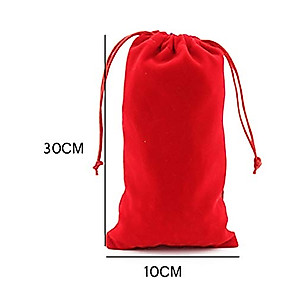 6PCS Red Dust-Proof Drawstring Storage Pouch Bag Reusable Flannel Drawstring Bags Shoe Gifts Jewelry Clothes Storage Pouches Space Saver Organizer For Travel Household (12 x 4 inch, Not Washable)