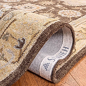 SAFAVIEH Anatolia Collection Area Rug - 6' x 9', Brown & Taupe, Handmade Traditional Oriental Wool, Ideal for High Traffic Areas in Living Room, Bedroom (AN556C)