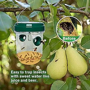 KENW Wasp Trap, 2 Pack Wasp Traps Outdoor Hanging, Solar-Powered Yellow Jacket Trap, Bee Traps for Outside, Hornet Trap, Wasp Killer, Effective Hornet Traps Outdoor Hanging, Bee Catchers for Outside
