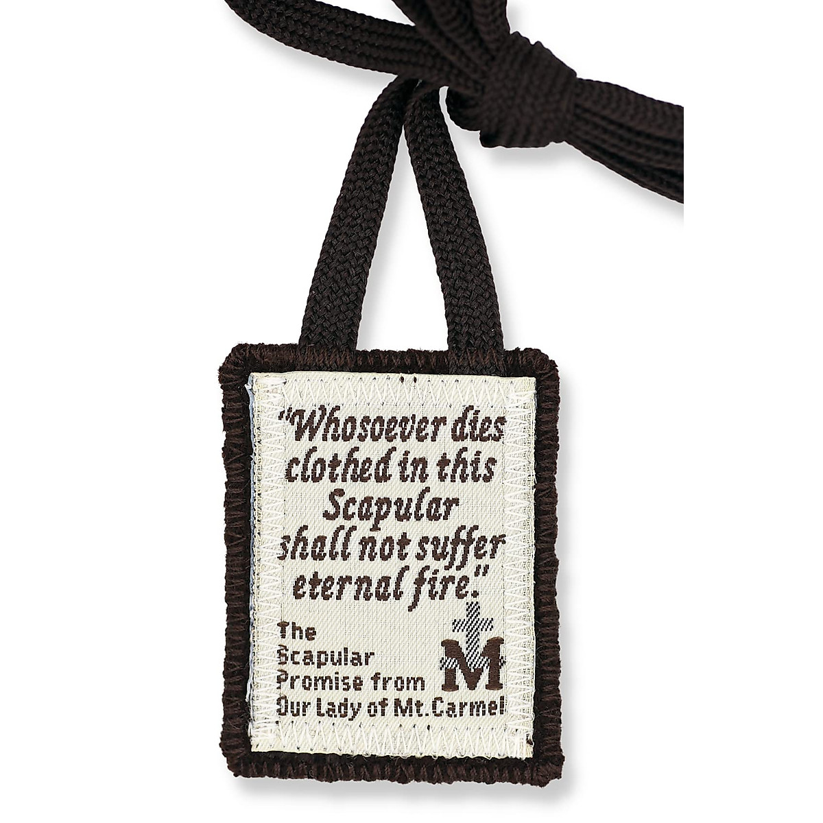 Pack of 2 - Scapulars Catholic Necklace (Traditional Brown Wool, Double Stitched) Our Lady Of Mount Carmel and Saint Simon Stock - Made in the USA