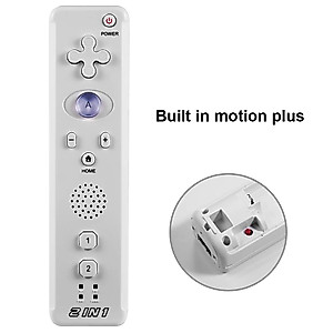 Suily Built-in Motion Plus Remote + Nunchunk Controller 2 in 1 Set Compatible for Wii (2* Black Set)