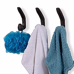 Rustic State Halle Wall Mount Cast Iron Hooks Coat Towel Bag Hat Hanger Multiuse Entryway Railroad Spike Rack Black Set of 3