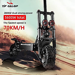 Electric Kick Scooter High Power Dual Drive 5600W Motor,Up to 50 MPH & 60 Miles Range, 11" Vacuum Off-Road Tire, Adult Electric Scooter with Foldable Seat Removable