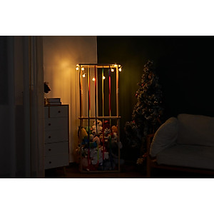 HAHASOLE Stuffed Animal Toy Storage Organizer, 59" Tall Wooden Large Stuffed Animal Holder with Rainbow Elastic Rope and Star String Lights, Zoo Cage for Nursery, Play Room, Bedroom…