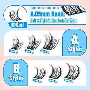 DIY Lash Extension Kit, Lash Cluster 80 Pcs with Strong Hold Lash Bond and Seal and Cluster Eyelashes Applicator Tool Eyelash Extensions Kit for Self Applicator at Home