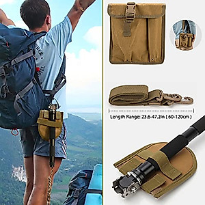 FiveJoy Survival Shovel Multitool (C1) - Portable Collapsible Tactical Tool - Entrenching Backpack Equipment for Hiking Camping Emergency Car - Gifts for Men Dad Husband