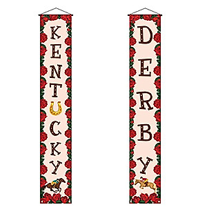 Kentucky Derby Porch Banner Churchill Downs Horse Racing Run for The Roses Party Front Door Sign Decoration Supply