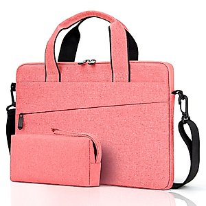 MicaYoung Laptop Sleeve Shoulder Bag 13-14 Inch PC Portable Handbag Carrying Case Compatible with 14 inch VivoBook/ZenBook/ThinkPad Acer ASUS Dell HP Chromebook Samsung Notebook Surface, Pink