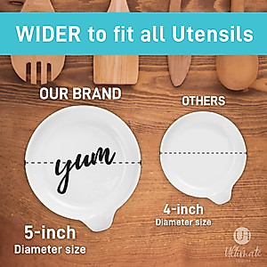 Oversized Farmhouse Spoon Rest - Ceramic Spoon Rest for Stove Top Cooking, 1 PK - Spoon Holder for Stove Top - White Spoon Rest for Kitchen Counter - Cute and Sturdy Utensil Rest