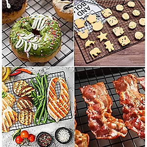 Set of 4 cooling racks for baking stacking, Heavy Duty Stainless Steel Oven Safe Tight-Wire Baking Rack, Nonstick Food wire cooling racks Roasting, Grilling-15.2”×9.5