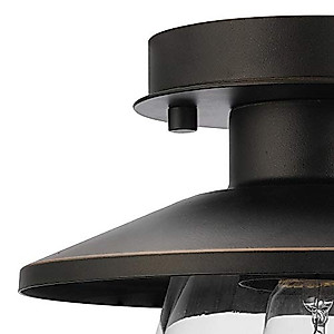 Globe Electric 64846 1-Light Semi-Flush Mount Ceiling Light, Oil Rubbed Bronze, Clear Glass Shade, Ceiling Light Fixture, Light Fixtures Ceiling Mount, Bedroom Lights for Ceiling, Dining Light Fixture