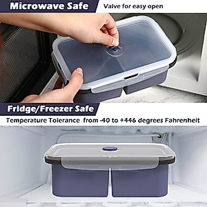 Webake Silicone Freezer Tray with Lid, 2 Cup Ice Cube Tray for Soup Sauce Meal Prep, BPA Free - Grey