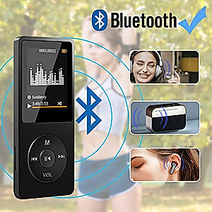 32GB MP3 Player with Bluetooth, Leguwu Portable MP3 Hi-Fi Music Players with Speaker, Multimedia Player with FM Radio, Video, Alarm Clock for Kids, Long Playback Time | Including Earphones