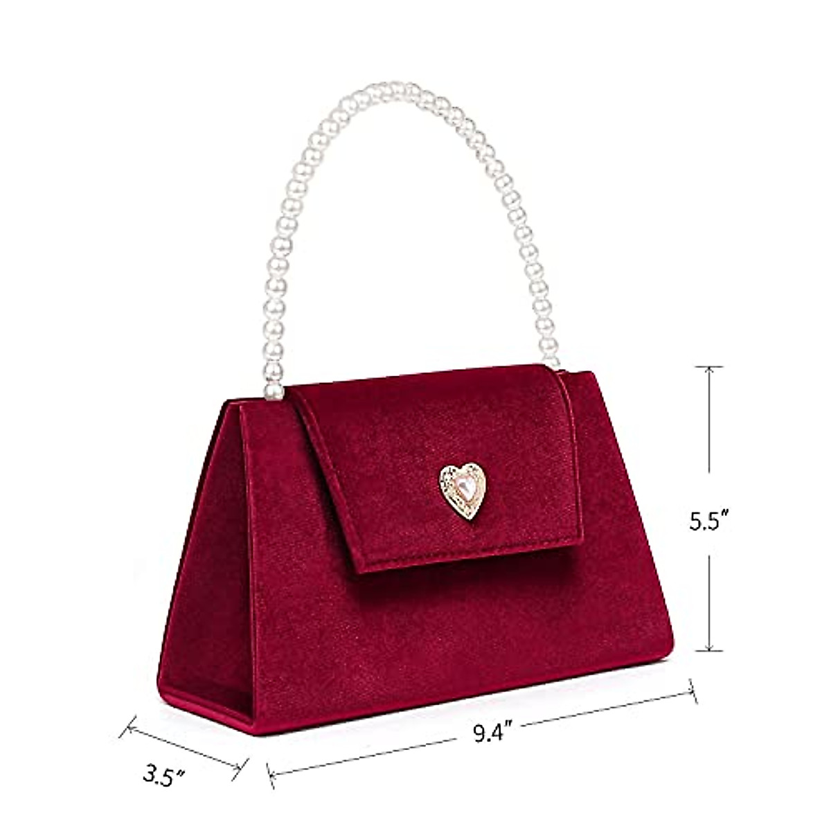 Mulian LilY Women Velvet Clutch Purse Pearl Top Handle Handbag Classic Wedding Party Prom Evening Bag Burg M528