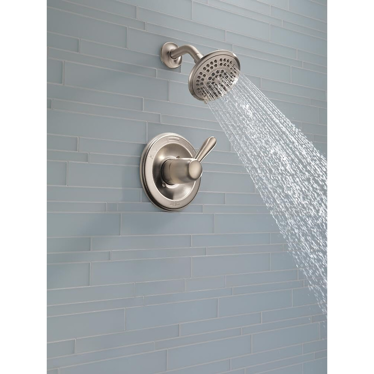 Delta Faucet Lahara 14 Series Single-Function Shower Faucet Set, 5-Spray Shower Head, Shower Handle, Brushed Nickel Shower Faucet, Delta Shower Trim Kit, Stainless T14238-SS (Valve Not Included)