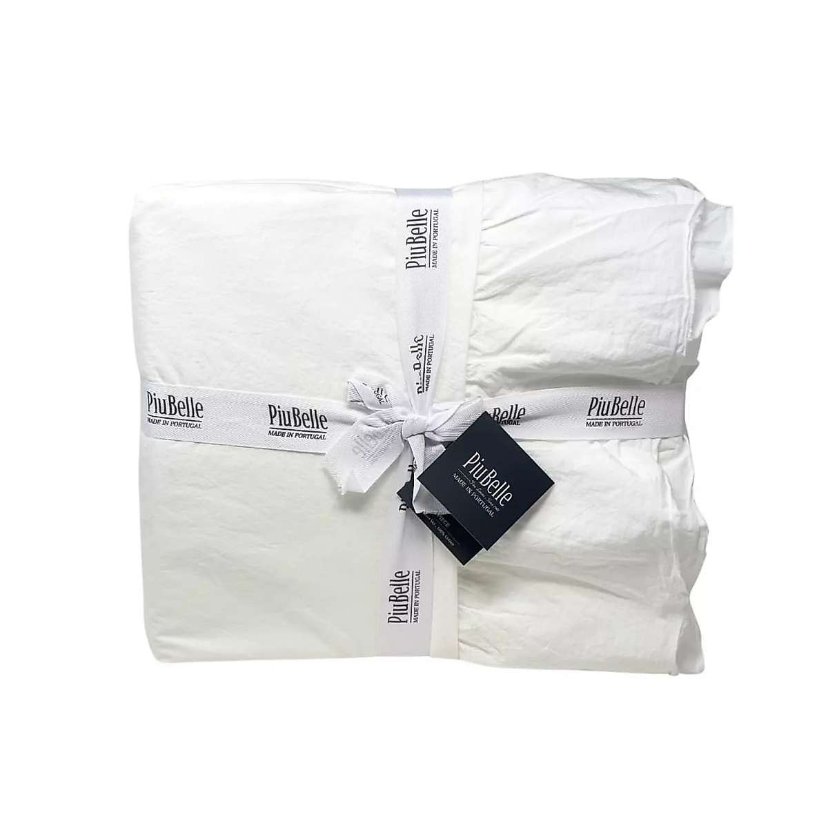 Piubelle Piu Belle Portugal Luxury Queen Size 3 Piece White Ruffle Duvet Cover Set Premium Quality 100% Cotton Shabby Chic Style