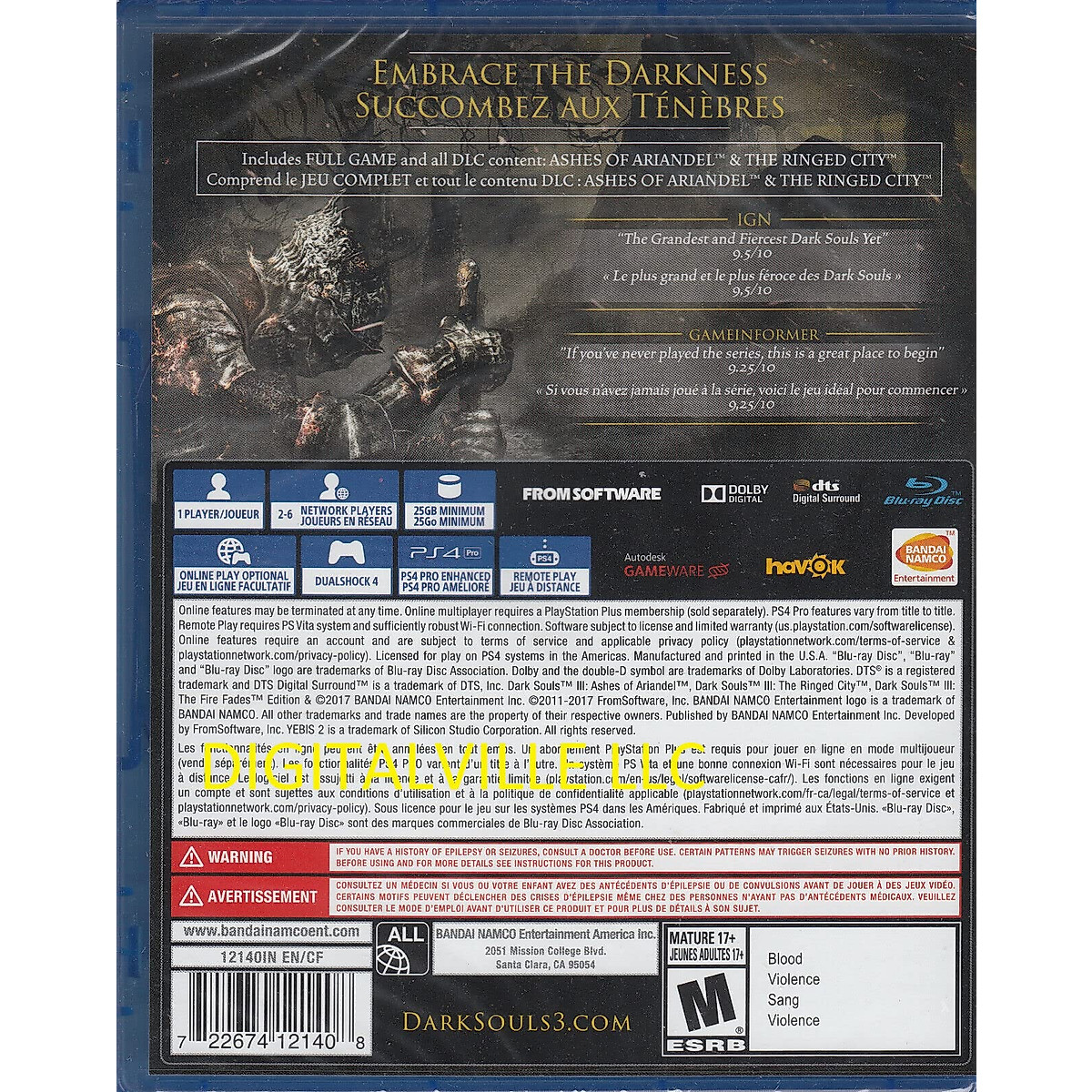 Dark Souls III 3 The Fire Fades Edition PS4 Complete Brand New