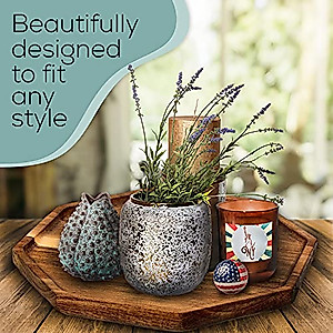 MOR GLOBAL Set of 2 Serving Trays, Big 12" & 10" 100% Acacia Wood Octagon Bread Plates For Serving Fruit Salad, Platter Vegetable, Food Dish, Pizza, Cheeses, Cupcakes, Sushi, Coffee, Wine, Dessert