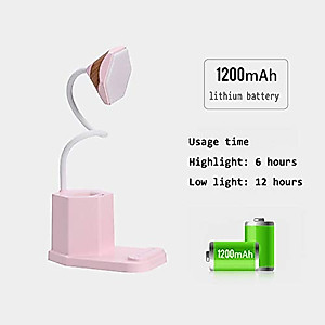 WYZDQ Multifunctional USB Charging Double Touch Student Desktop Pen Holder Desk Lamp LED Soft Night Light 7-Color Atmosphere Light Night Light,Pink