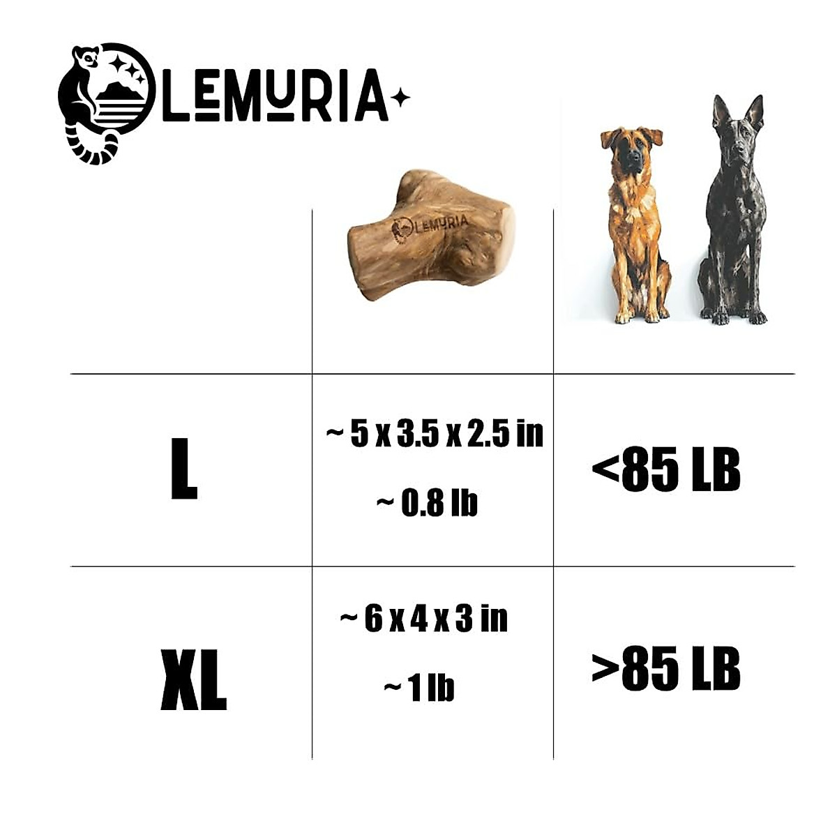 lemuria Gorilla Chew for Dogs Coffee Wood Stick Toy, Natural Durable Real Wooden Bone, Safe Dental Cleaning Chews for Teething Puppy, Stress Relief Toys (Extra Large)