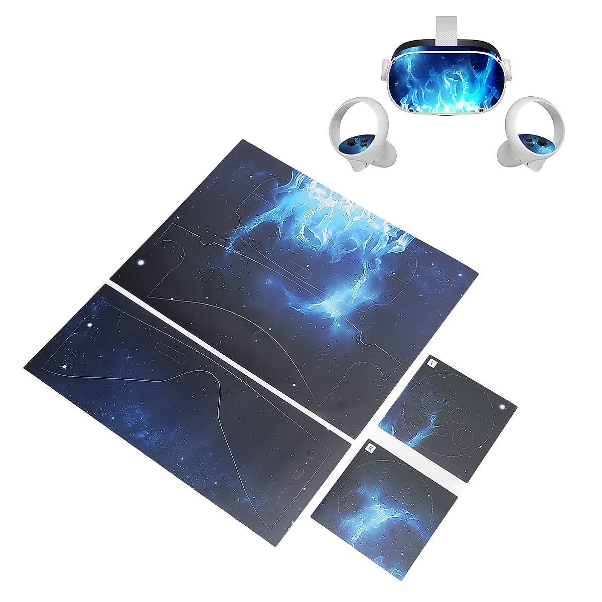 VGEBY VR Glasses Skin Stickers,Protective Skin Decals PVC Removable Glasses Sticker Controller Skin Stickers for Quest 2 Accessories (Blue Fire ) Other Children'S Outdoor Toys