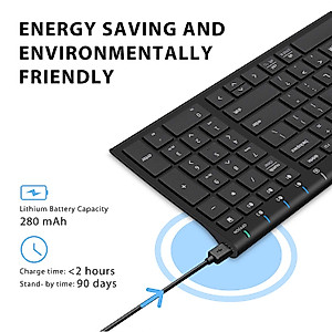 iClever BK10 Bluetooth Keyboard, Universal Bluetooth 5.1 Wireless Keyboard with Number Pad, Ergonomic Design, Multi-Device Compatibility, Stable Connection for Mac, iPad, iPhone, Android, Windows