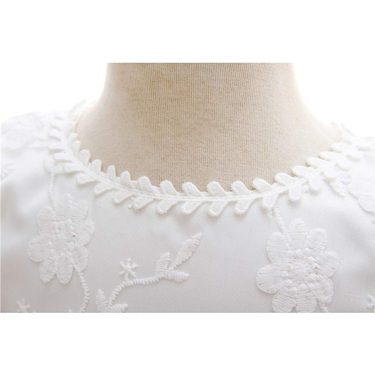 Baby Girls Floral Embroidered Overlay Sleeveless Christening Gown Baptism Tulle Dress with Bonnet Ivory Size 12M / 6-12Months