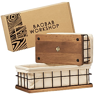 BAOBAB WORKSHOP Toilet Paper Basket for Bathroom Organizing - Bathroom Basket Organizer - Toilet Basket Tank Topper - Toilet Paper Holder for Toilet Top Organizer, Shelf - Tank Top Basket Set of 2