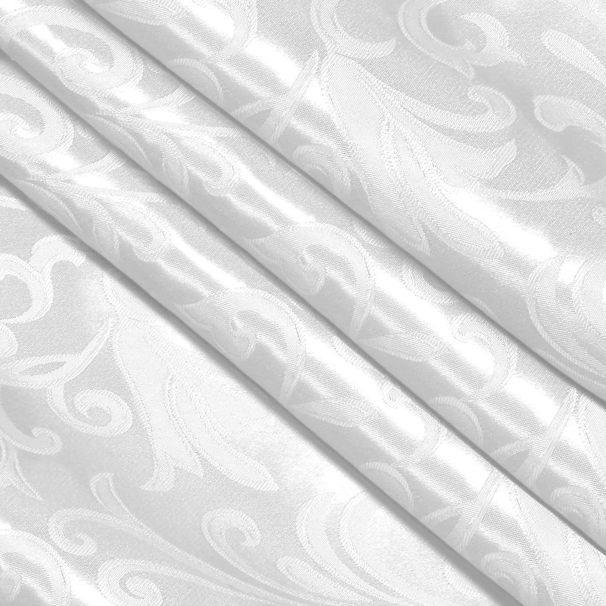 VACVELT Damask Jacquard Satin Fabric by The Yard, 60 Inch Wide White Satin Fabric Shiny Cloth Fabric, Silky Brocade Fabric for Bridal Dress, Wedding Decorations, Crafts, Sewing, Draping (1 Yard)