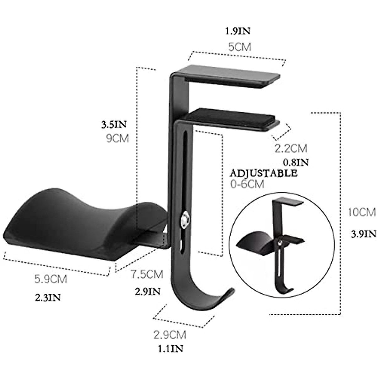 Headset Stand Headphone Hanger Headset Stand Creative Multifunctional Headphone Holder Rack for Audio Studio and Gaming Headphones Headphone Stand (Color : Black)