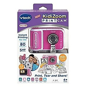 VTech KidiZoom PrintCam Instant Printing Camera - No Ink Required - 150+ Photo Effects and Activities (Pink)