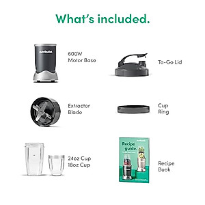 nutribullet Personal Blender for Shakes, Smoothies, Food Prep, and Frozen Blending, 24 Ounces, 600 Watt, Gray, (NBR-0601)